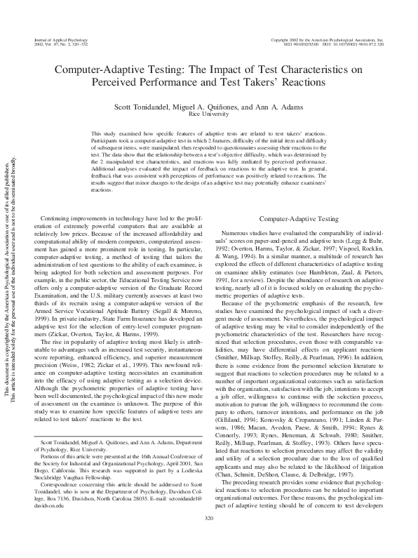 (PDF) Computer-Adaptive Testing: The Impact of Test Characteristics on ...