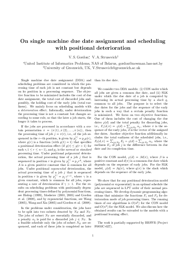 (PDF) On a Single Machine Due Date Assignment and Scheduling Problem with the Rate-Modifying ...