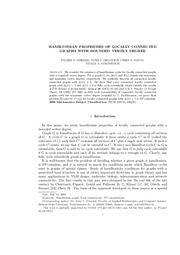 Pdf Hamiltonian Properties Of Locally Connected Graphs With Bounded