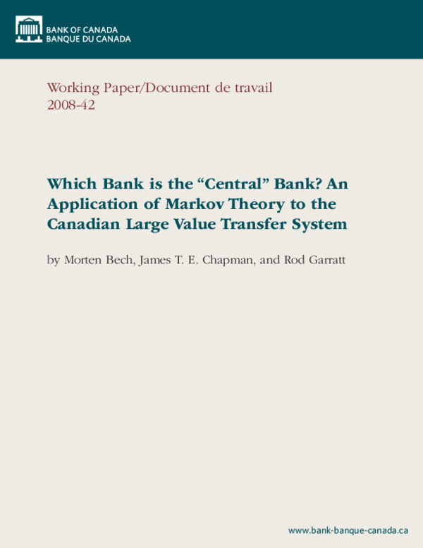 (PDF) Which Bank is the 'Central' Bank? An Application of Markov Theory ...