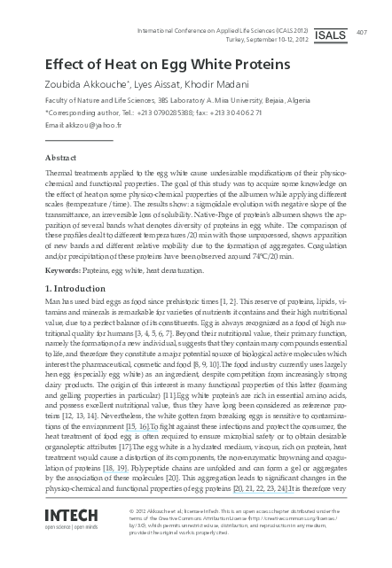(PDF) Effect of Heat on Egg White Proteins
