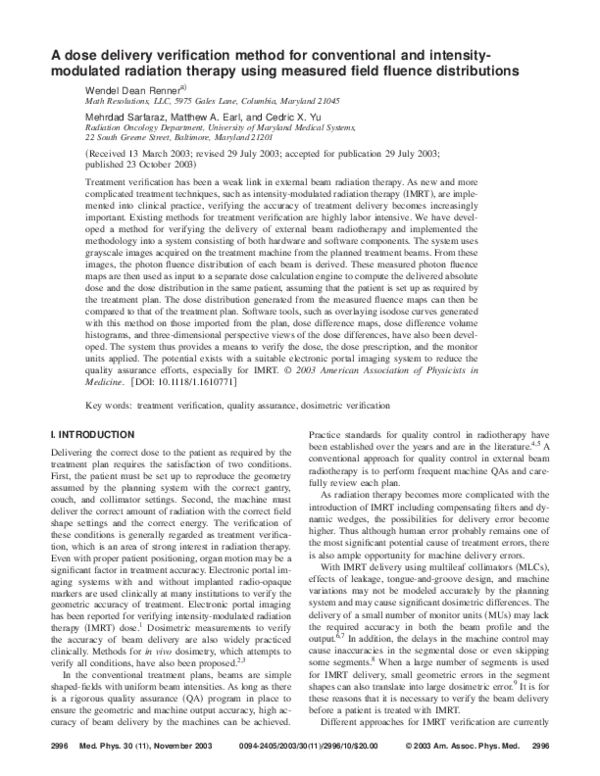 (PDF) A dose delivery verification method for conventional and ...
