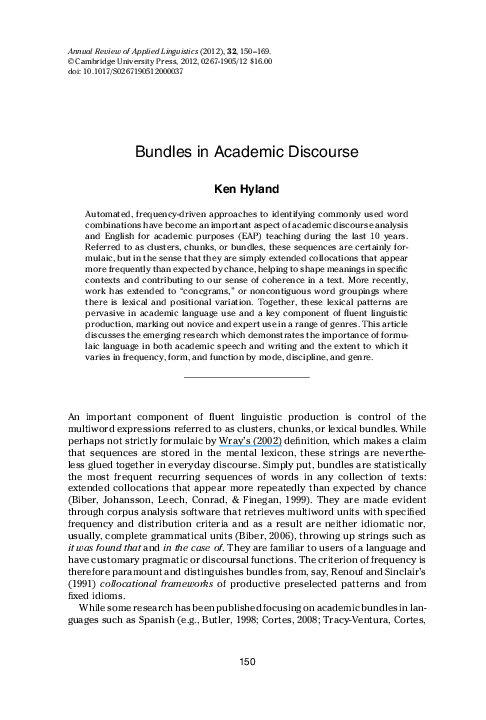 (PDF) Bundles in Academic Discourse