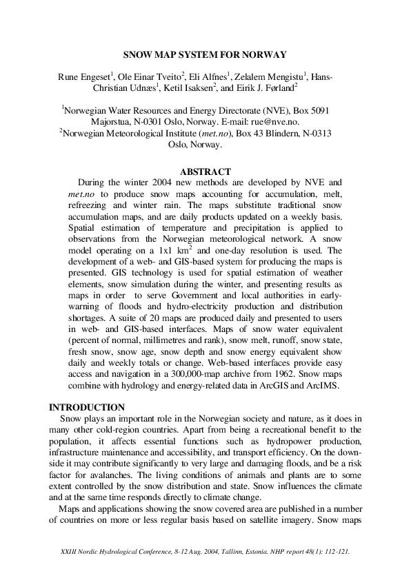 (PDF) Snow map system for Norway