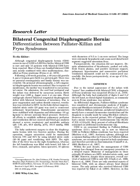 (PDF) Bilateral congenital diaphragmatic hernia: Differentiation ...