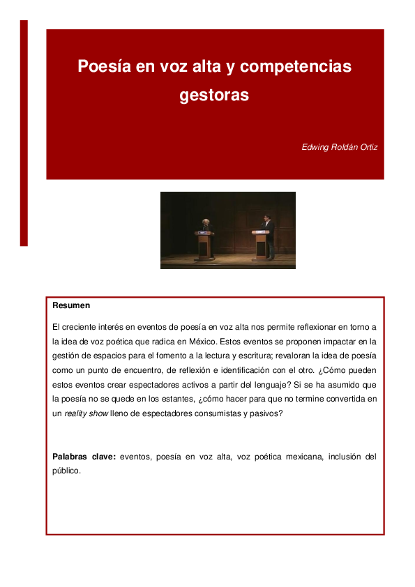 (PDF) Poesía en voz alta y competencias gestoras
