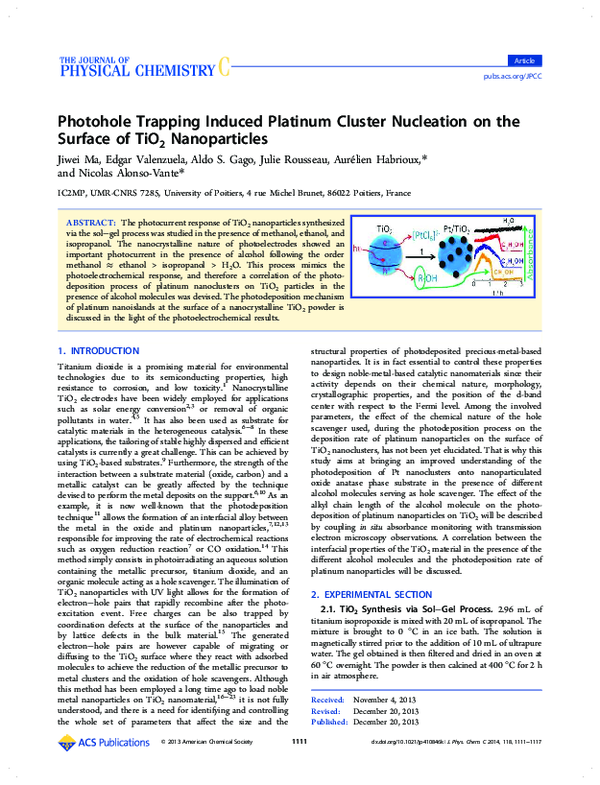 (PDF) Photohole Trapping Induced Platinum Cluster Nucleation on the ...
