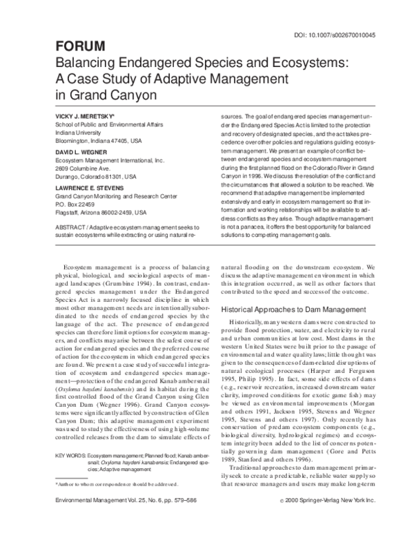 (PDF) Balancing Endangered Species and Ecosystems: A Case Study of ...