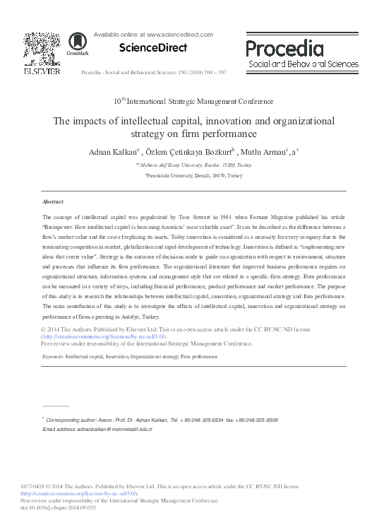 (PDF) The impacts of intellectual capital innovation and organizational