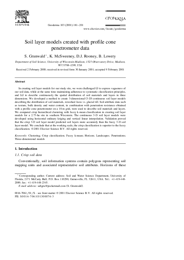 (PDF) Soil layer models created with profile cone penetrometer data