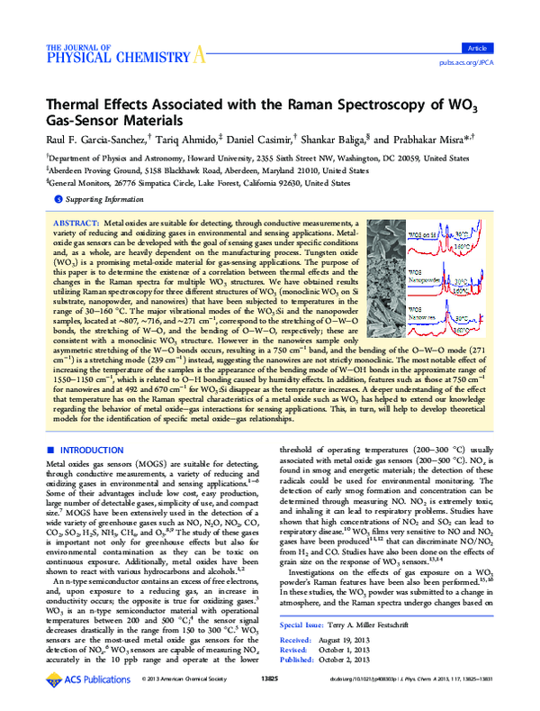 (PDF) Thermal Effects Associated with the Raman Spectroscopy of WO 3 ...
