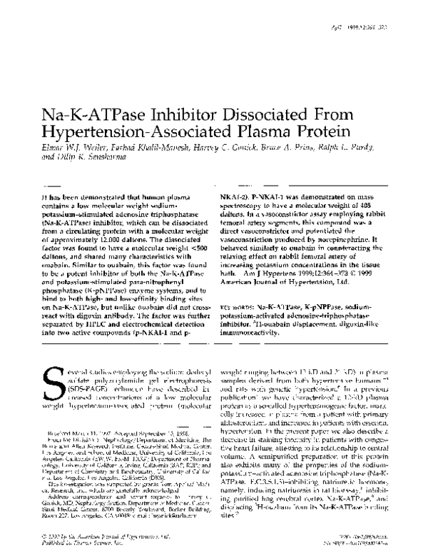 (PDF) Na-K-ATPase inhibitor dissociated from hypertension-associated ...