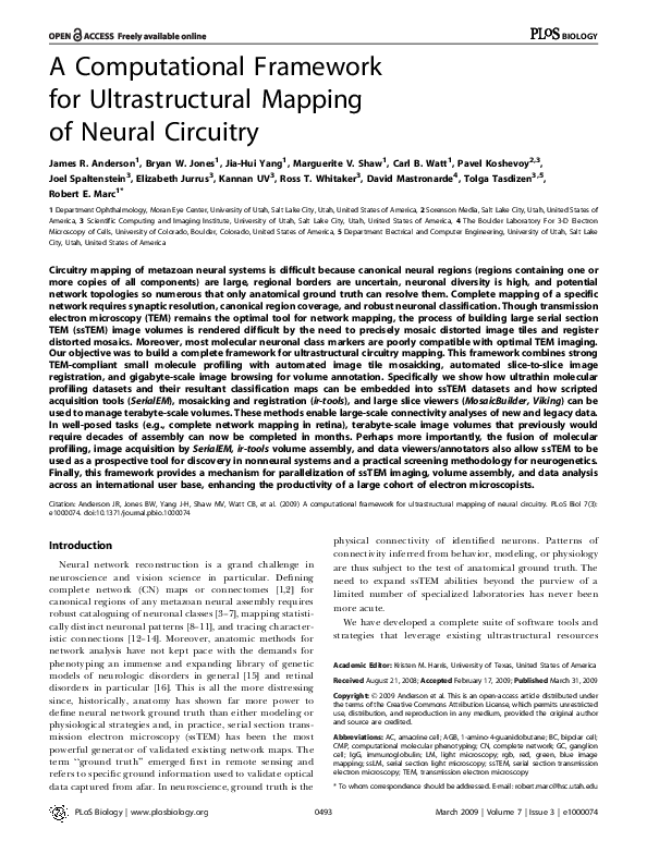 (PDF) A Computational Framework for Ultrastructural Mapping of Neural Circuitry
