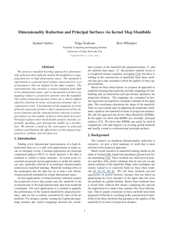(PDF) Dimensionality reduction and principal surfaces via Kernel Map Manifolds