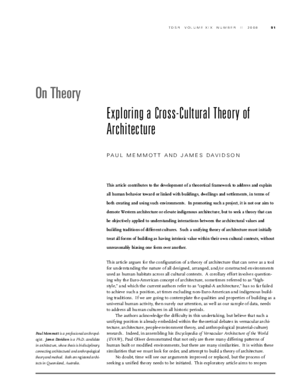 (PDF) Exploring a cross-cultural theory of architecture