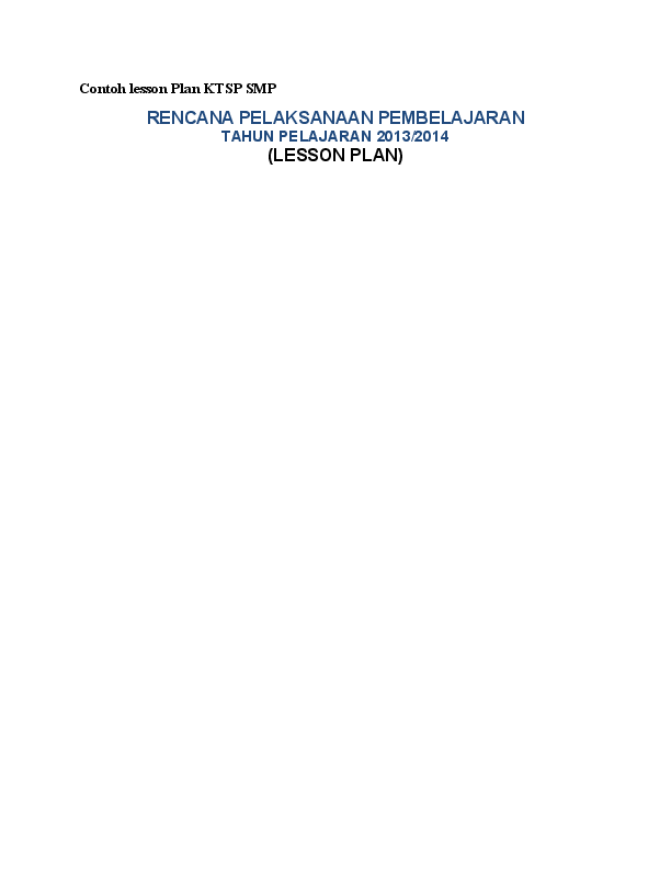 (DOC) Contoh lesson Plan KTSP SMP (LESSON PLAN