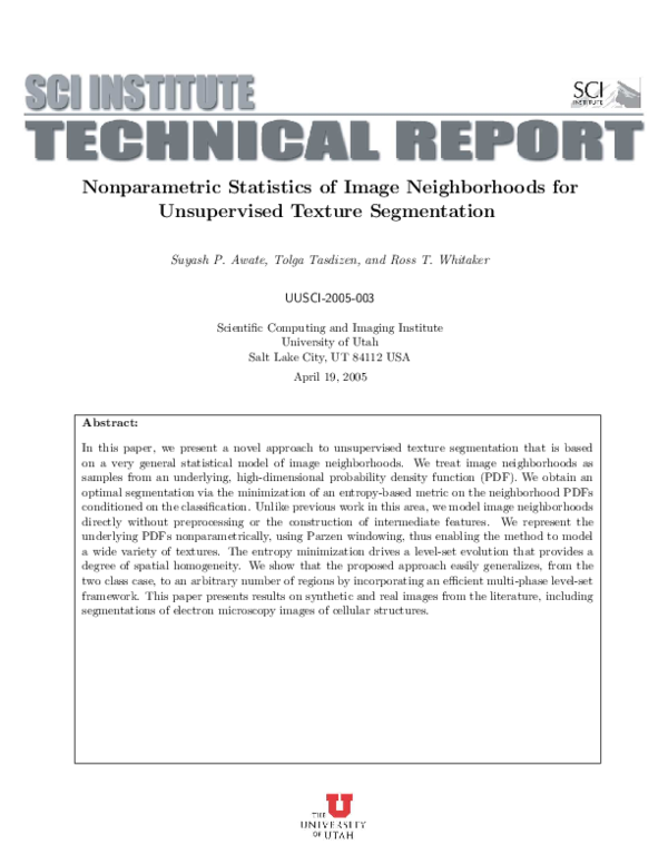 (PDF) Nonparametric statistics of image neighborhoods for unsupervised texture segmentation