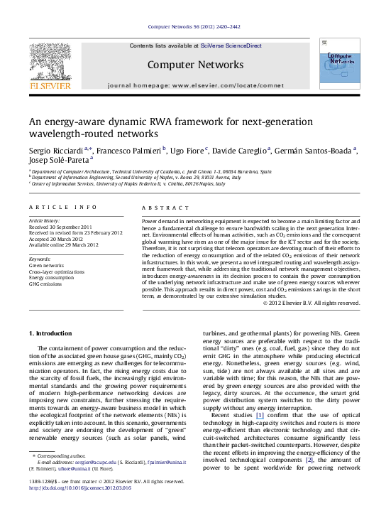 (PDF) An energy-aware dynamic RWA framework for next-generation wavelength-routed networks