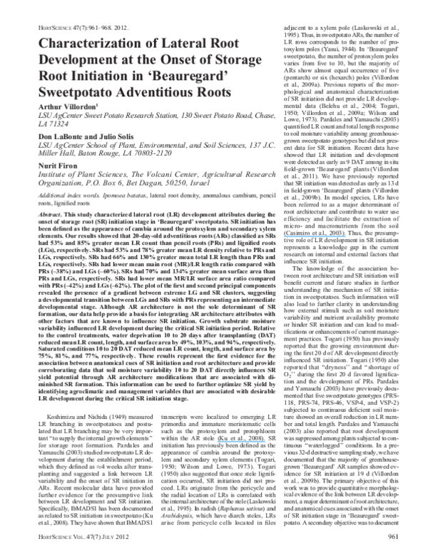 Pdf Characterization Of Lateral Root Development At The Onset Of