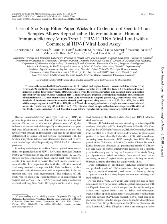 (PDF) Use of Sno Strip Filter-Paper Wicks for Collection of Genital ...