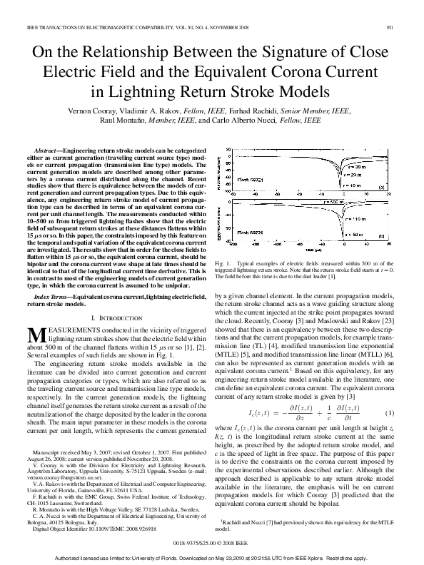 (PDF) On the Relationship Between the Signature of Close Electric Field and the Equivalent ...