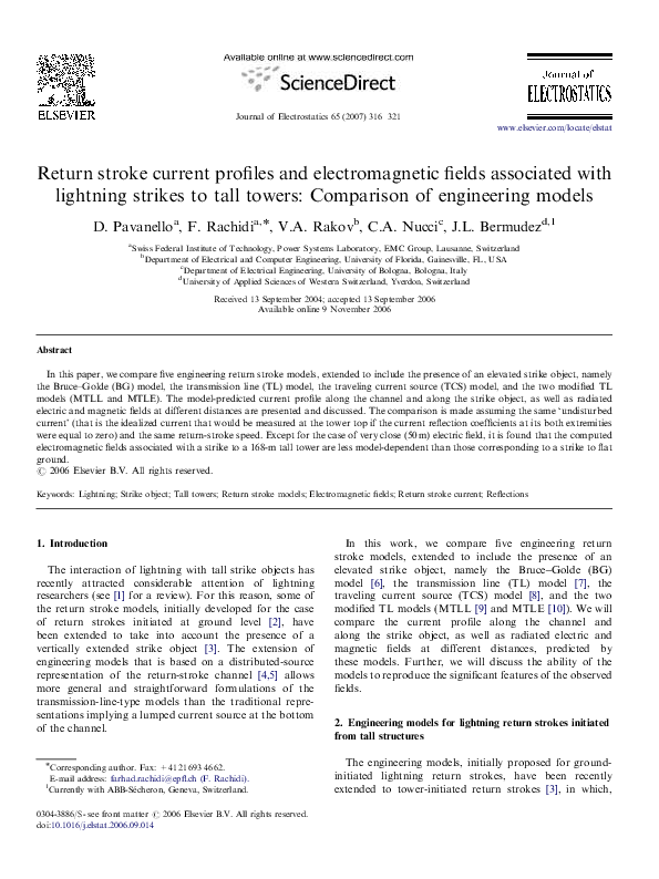 Pdf Return Stroke Current Profiles And Electromagnetic Fields Associated With Lightning