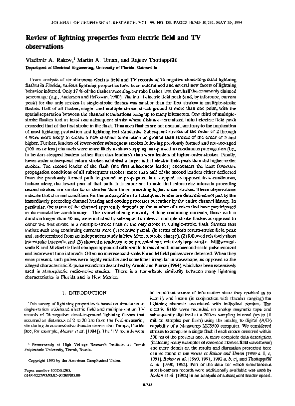 (PDF) Review of lightning properties from electric field and TV ...