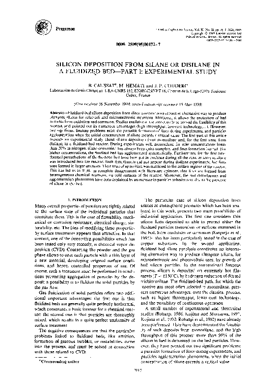 (PDF) Silicon deposition from silane or disilane in a fluidized bed ...