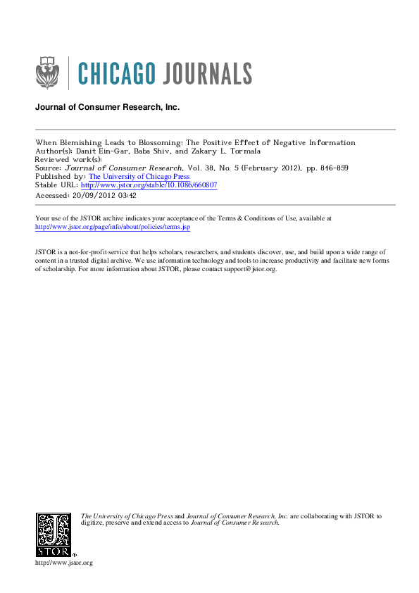 (PDF) When blemishing leads to blossoming: The positive effect of ...