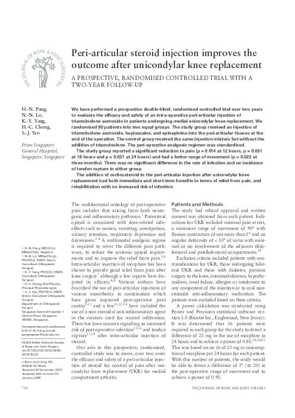 (PDF) Peri-articular steroid injection improves the outcome after ...