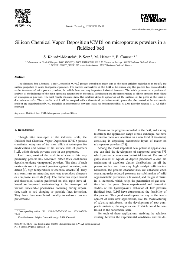 (PDF) Silicon Chemical Vapor Deposition (CVD) on microporous powders in ...