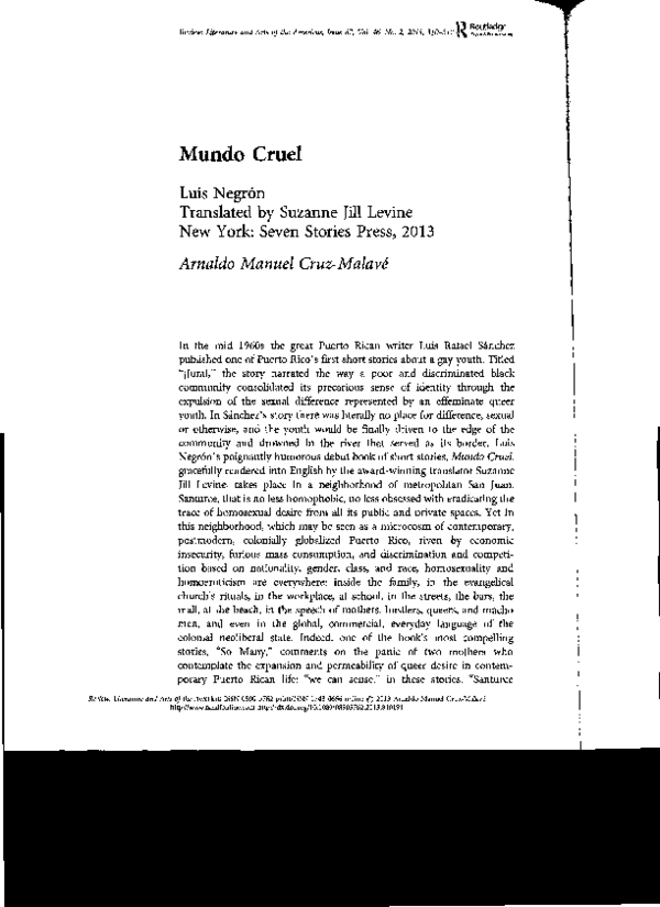 (PDF) Luis Negrón. Mundo Cruel