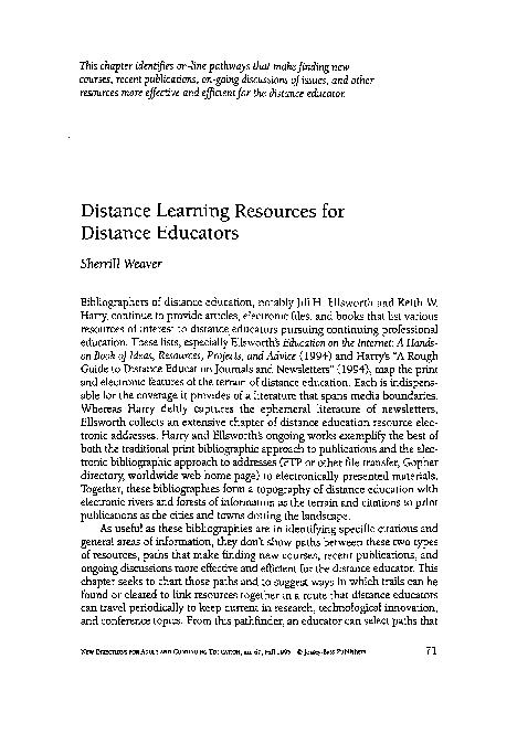 (PDF) Distance learning resources for distance educators