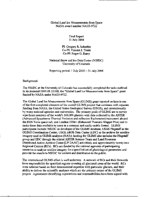 (PDF) Global Land Ice Measurements from Space