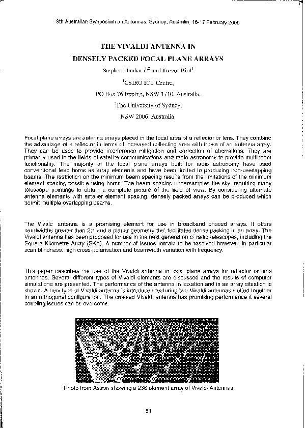 (PDF) The Vivaldi antenna in densely packed focal plane arrays