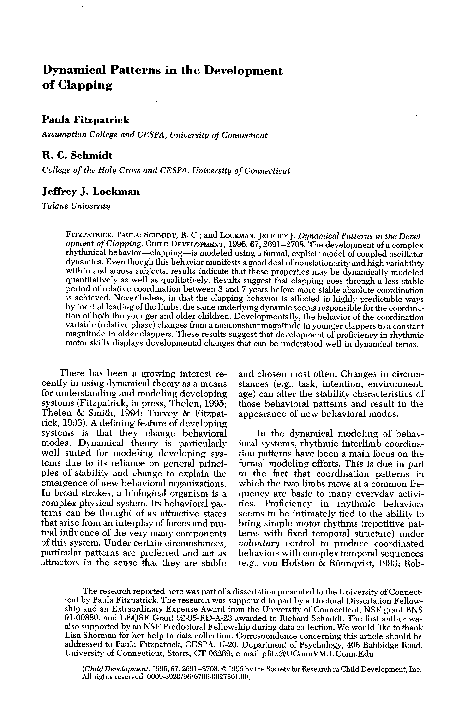 (PDF) Dynamical Patterns in the Development of Clapping
