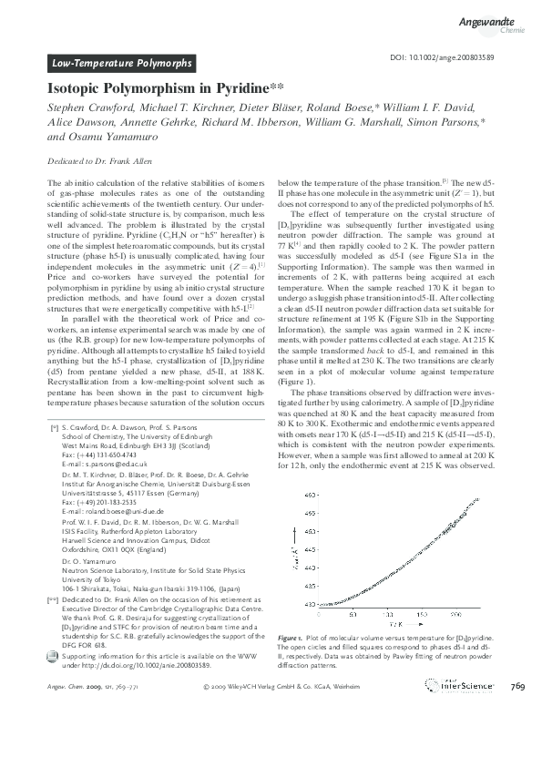 (PDF) Isotopic Polymorphism in Pyridine
