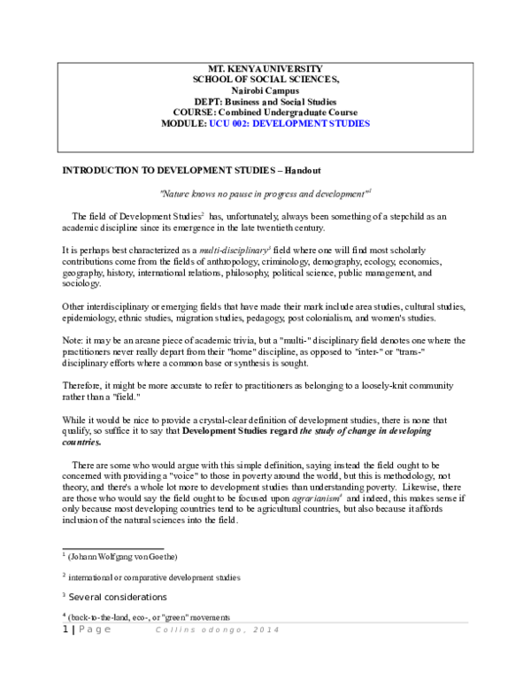 (DOC) DEVELOPMENT STUDIES