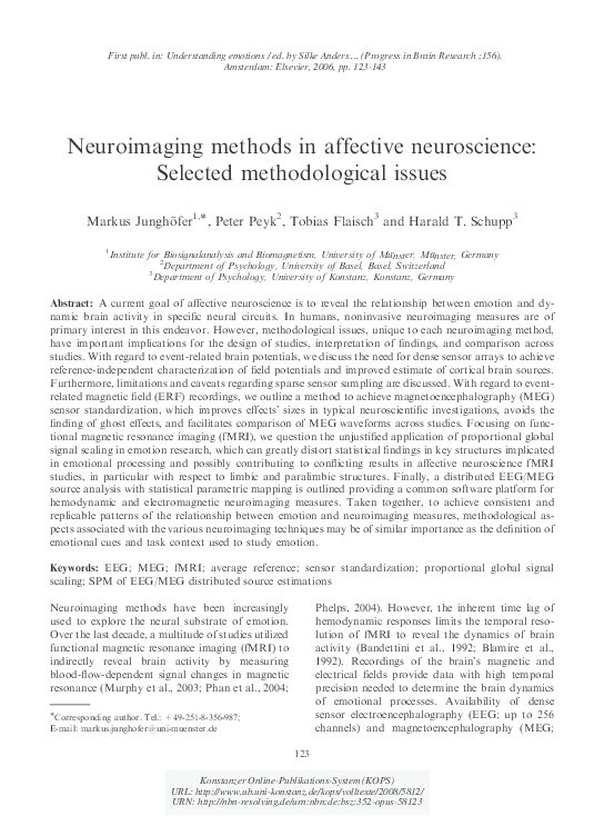 (PDF) Neuroimaging methods in affective neuroscience: selected methodological issues