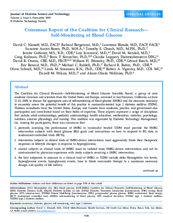(PDF) Consensus Report of the Coalition for Clinical Research--Self ...
