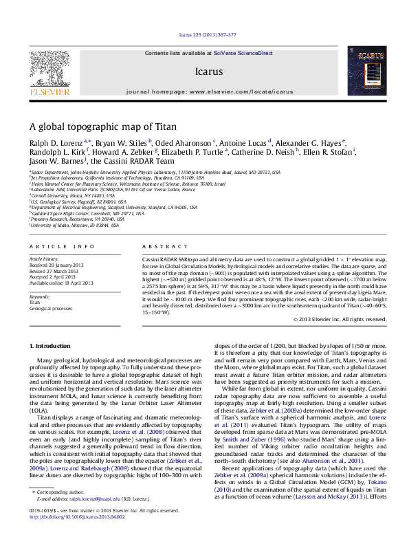 (PDF) A global topographic map of Titan