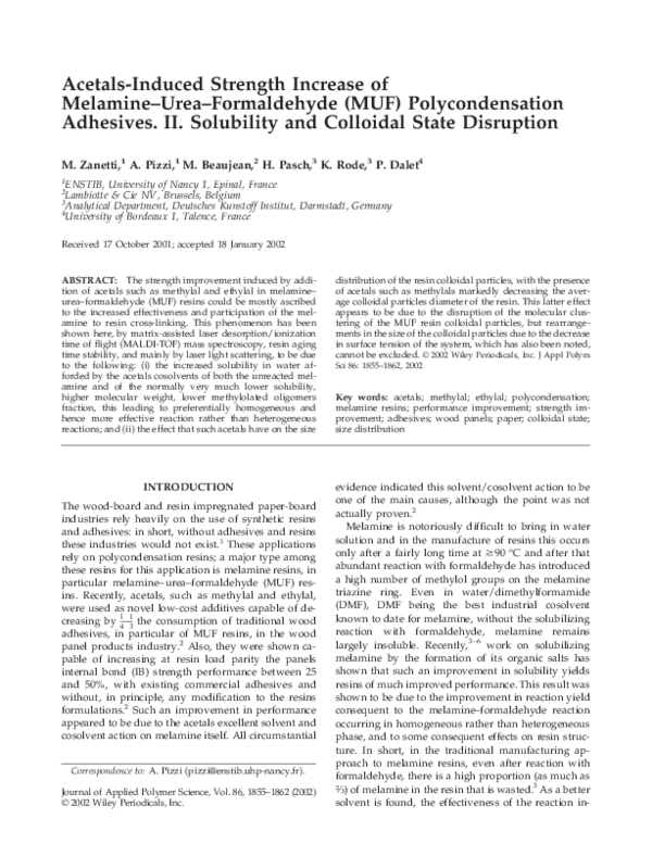 (PDF) Acetals-induced strength increase of melamine-urea-formaldehyde ...