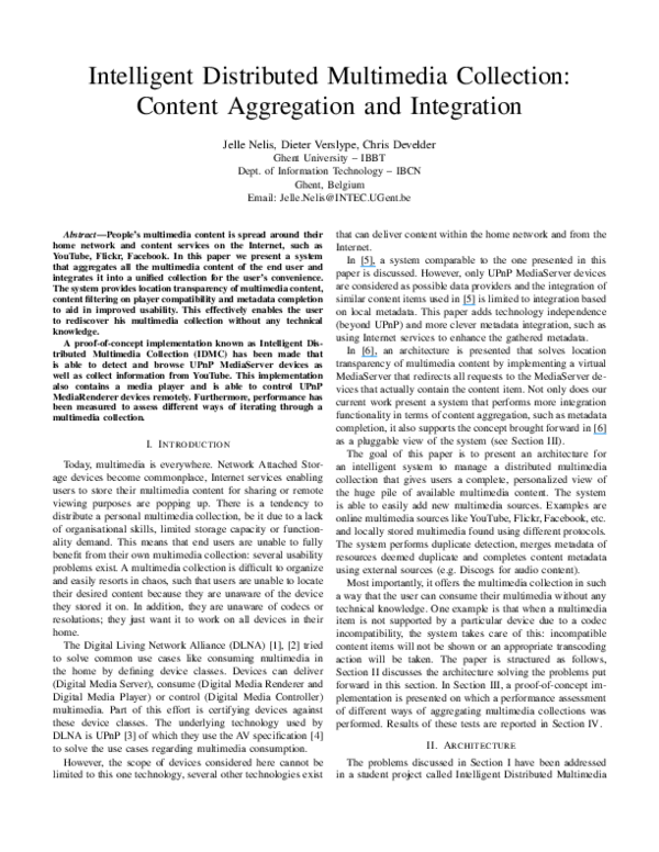 (PDF) Intelligent distributed multimedia collection: Content aggregation and integration