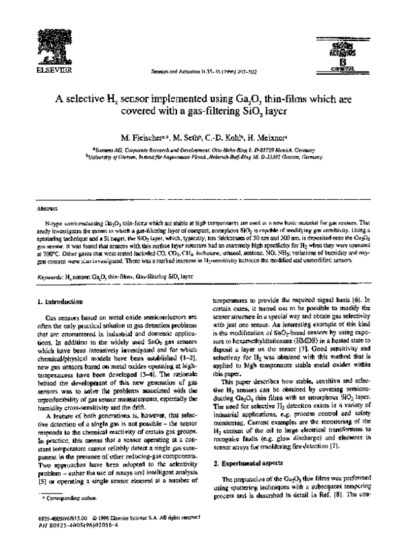 (PDF) A selective H2 sensor implemented using Ga2O3 thin-films which ...