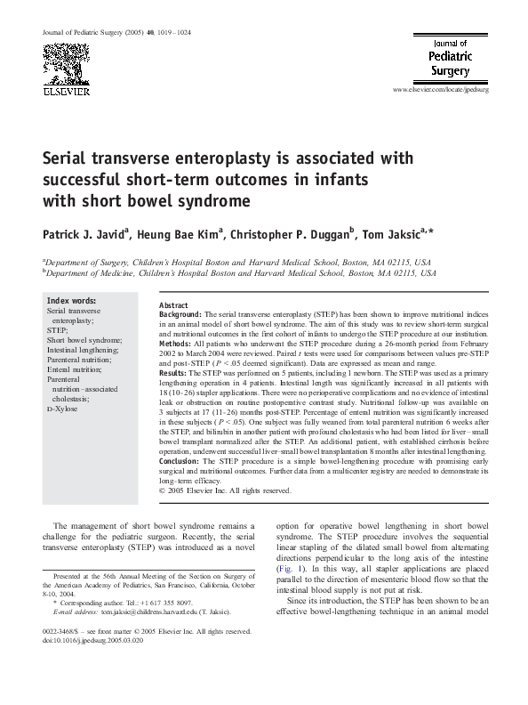 (PDF) Serial transverse enteroplasty is associated with successful ...