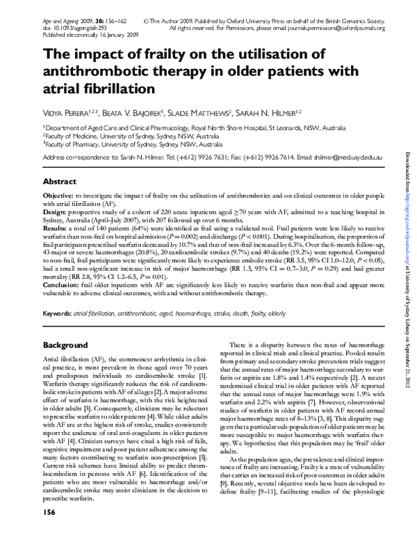 (PDF) The impact of frailty on the utilisation of antithrombotic ...