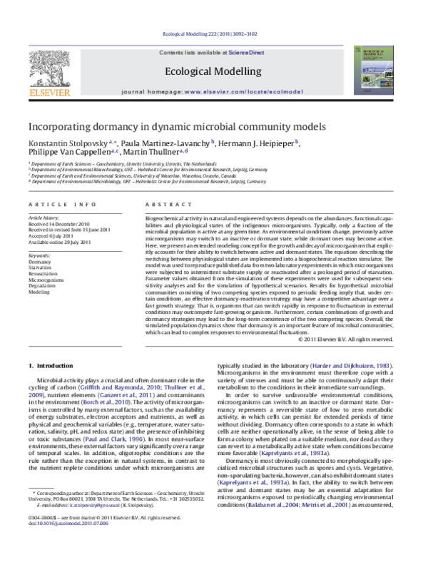 (PDF) Dynamic response of microbial activity to irregular disturbance: effects of dormancy in ...