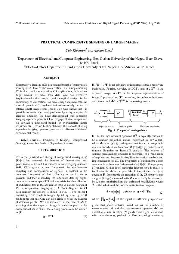 (PDF) Practical compressive sensing of large images