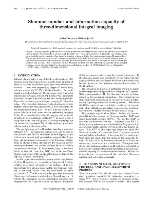 (PDF) Shannon number and information capacity of three-dimensional ...