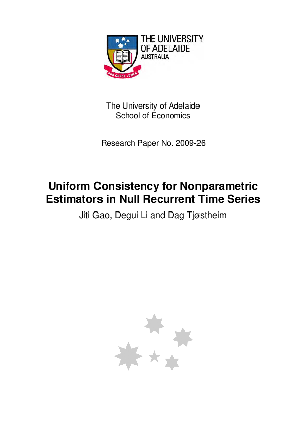 Pdf Uniform Consistency For Nonparametric Estimators In Null Recurrent Time Series